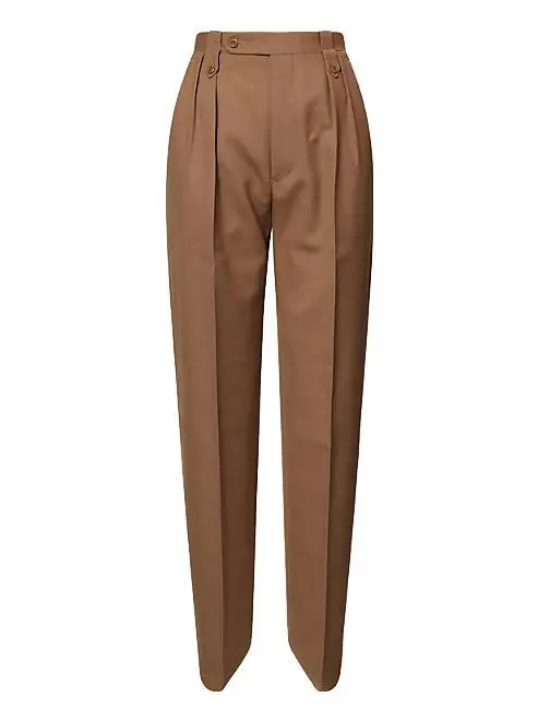 MAISON MARGIELA Pleated Tailored Wool Trousers - Mushroom