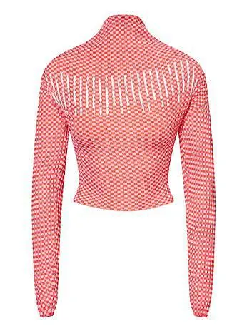JEAN PAUL GAULTIER Gingham-pattern Asymmetric-collar Woven Top - White Red
