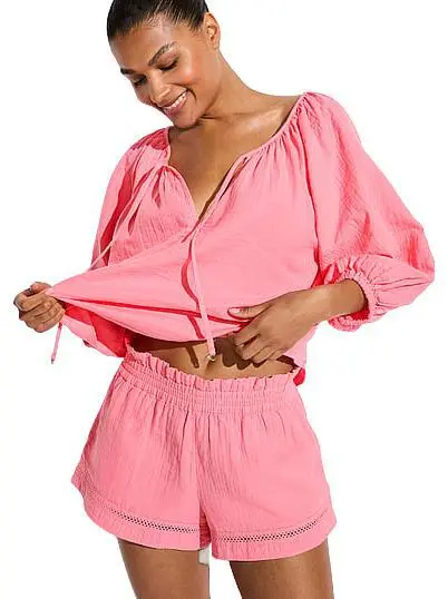 Victoria's Secret Cotton Gauze Shorts - Pink