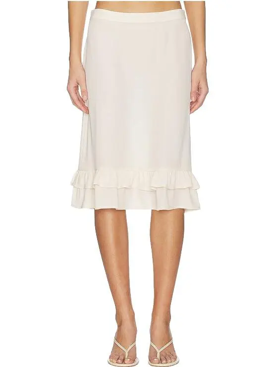 WITH HARPER LU Frill Midi Skirt - Ivory