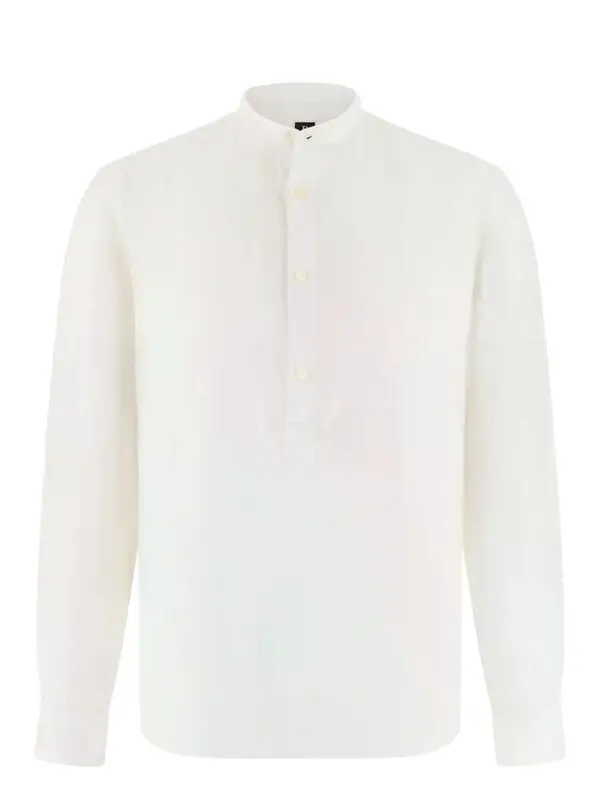 Boggi Milano Striped Mandarin-collar Shirt - White