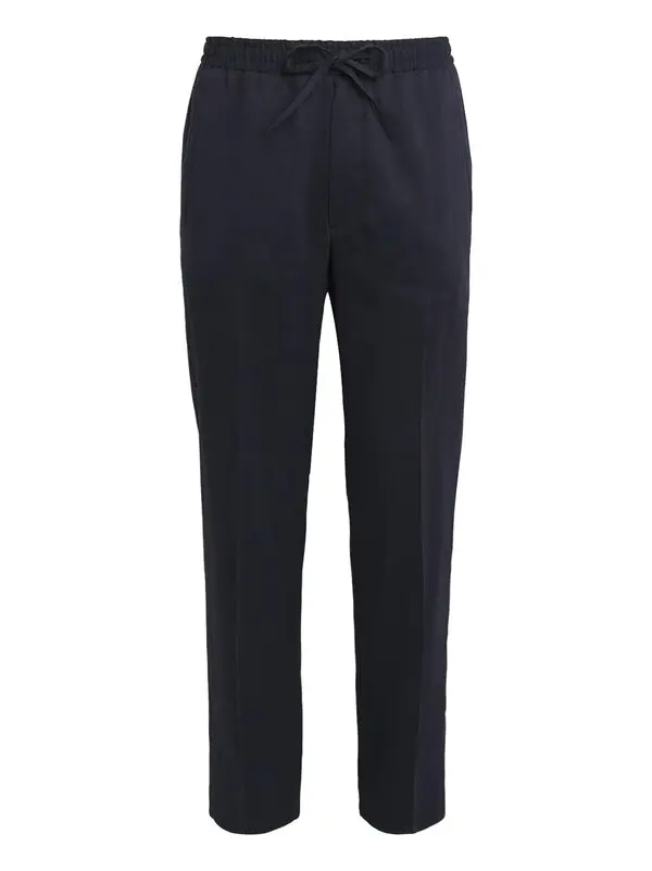 Corneliani Linen-virgin Wool-mohair Drawstring Trousers - Navy