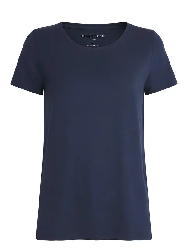Derek Rose Micro Modal Lara Pyjama Top - Navy