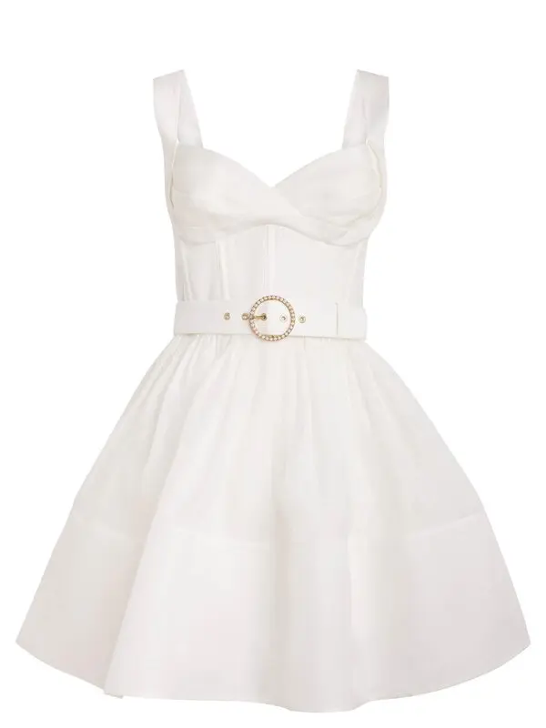 Zimmermann Linen-silk Belted Mini Dress - Ivory