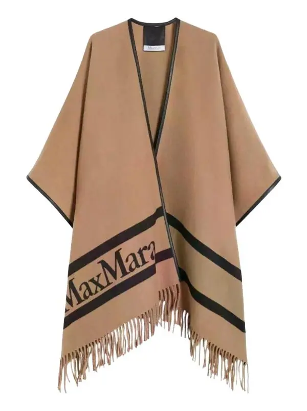 Max Mara Jacquard Wool Poncho - Neutrals