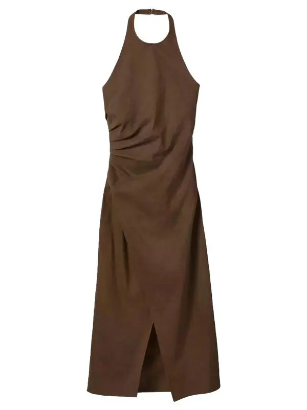 A.L.C. Sylvie Halterneck Midi Dress - Brown