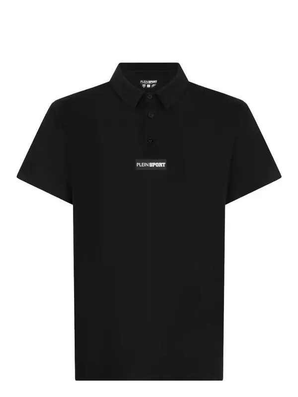 PLEIN SPORT Logo-patch Buttoned Polo Shirt - Black