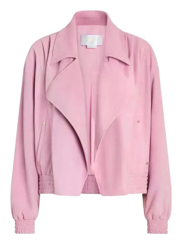 GENNY Shirred-trim Notched-lapel Jacket - Pink