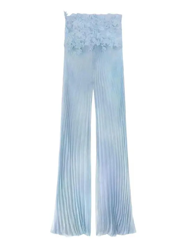 Ermanno Scervino Lace-appliqué Pleated Trousers - Blue