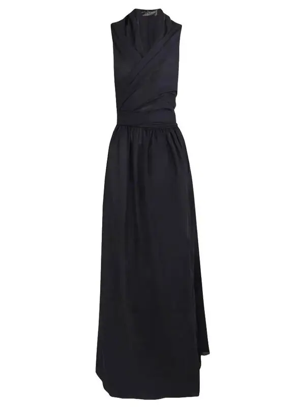 CORTANA Wrap-design Tie-waist Maxi Dress - Blue