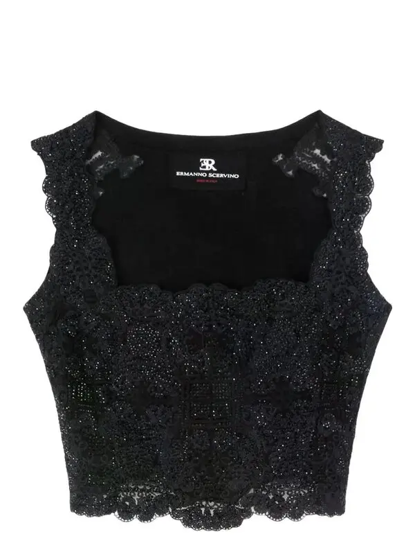 Ermanno Scervino Sequin-embellished Lace Top - Black