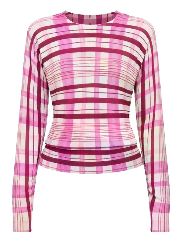 Desigual Plaid Patterned Long-sleeve Sweater - White