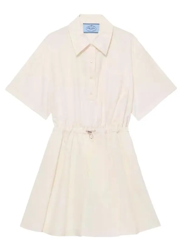Prada Short-sleeved Technical Pongé Dress - Neutrals