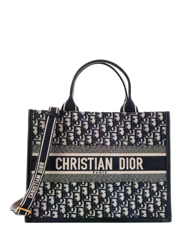 Dior Book Tote With Strap Oblique Canvas Medium - Blue