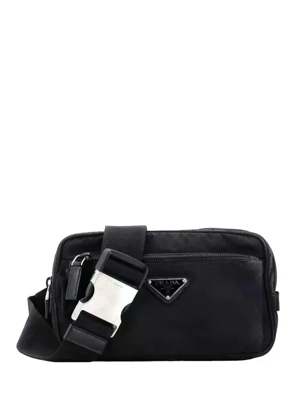 Prada Zip Waist Bag Tessuto Small Belt Bag - Black