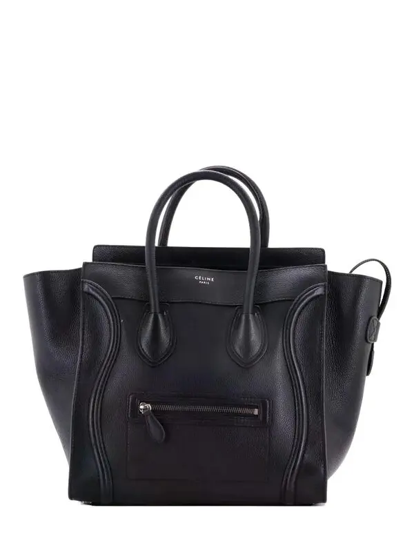 Celine Luggage Bag Grainy Leather Mini Tote - Black