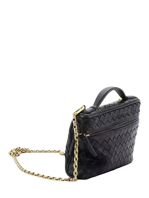 Bottega Veneta Soft Chain Vanity Case Intrecciato Leather Small Shoulder Bag - Black