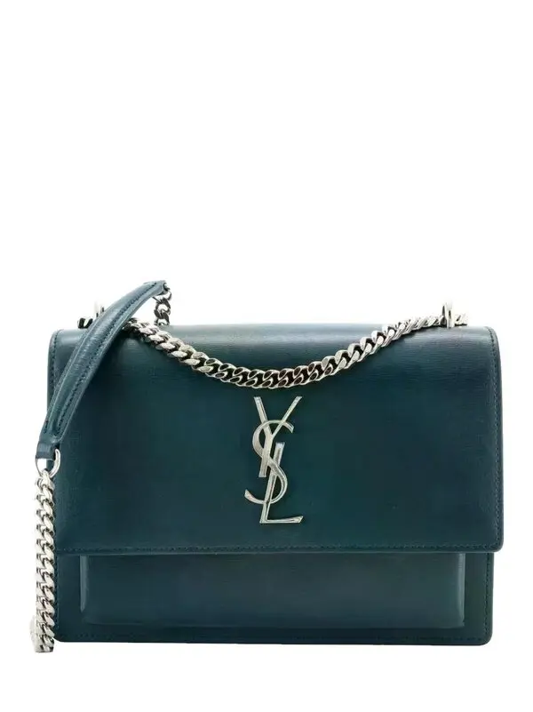 Saint Laurent Sunset Leather Medium Crossbody Bag - Green