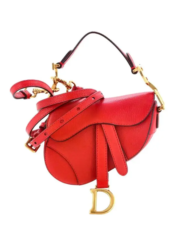 Dior Saddle Micro Shoulder Bag With Strap - Red