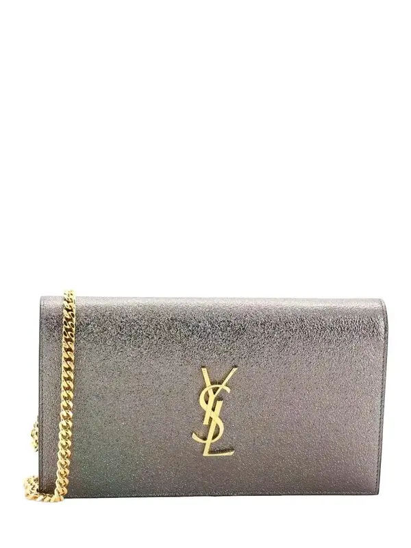 Saint Laurent Classic Monogram Wallet On Chain - Metallic