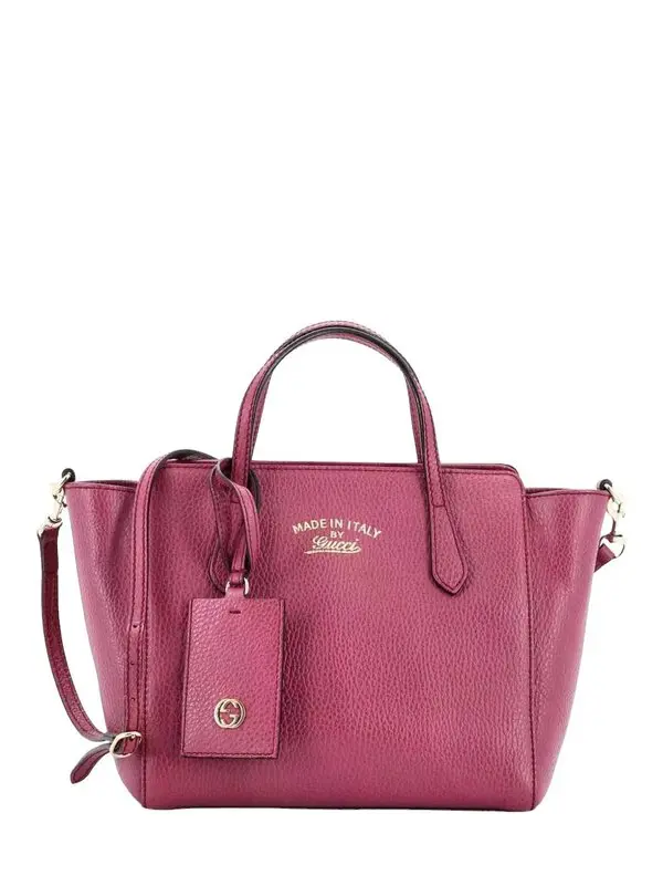 Gucci Swing Mini Tote Leather Crossbody Bag - Purple