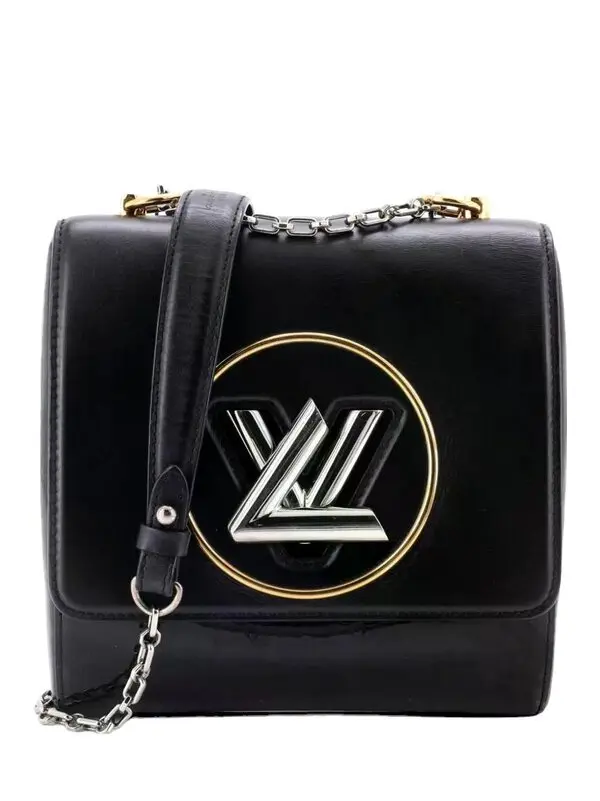 LOUIS VUITTON Pochette Twist Shoulder Bag Leather Monogram Vernis - Black