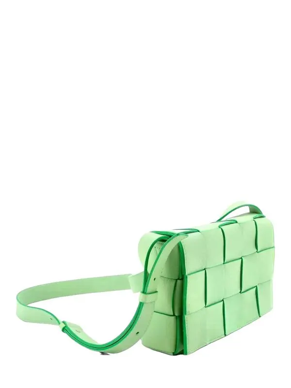 Bottega Veneta Cassette Maxi Intrecciato Leather Crossbody Bag - Green