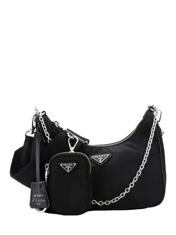 Prada Re-edition 2005 Tessuto Shoulder Bag - Black