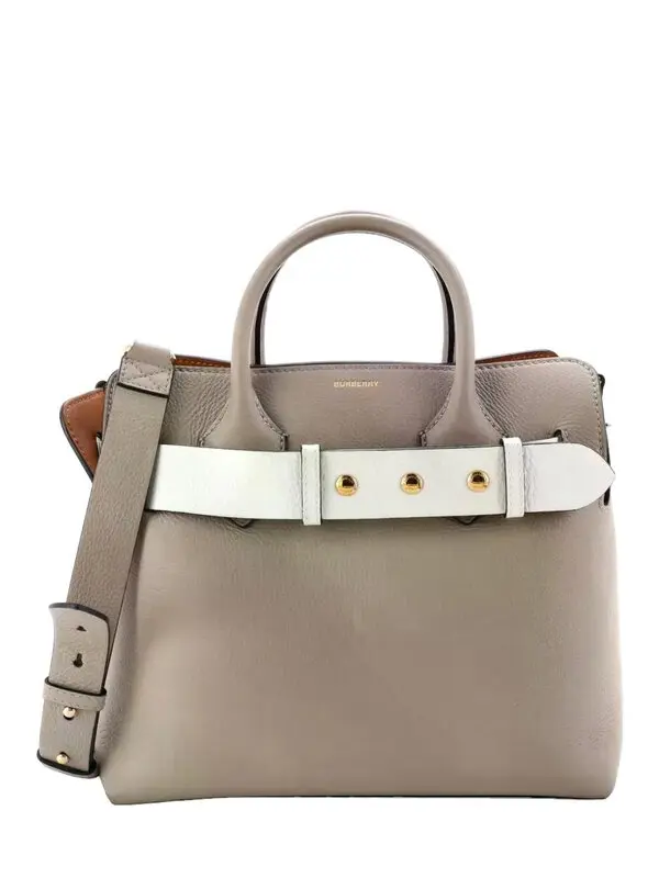 Burberry Leather Medium Belted Tote Bag - Neutrals