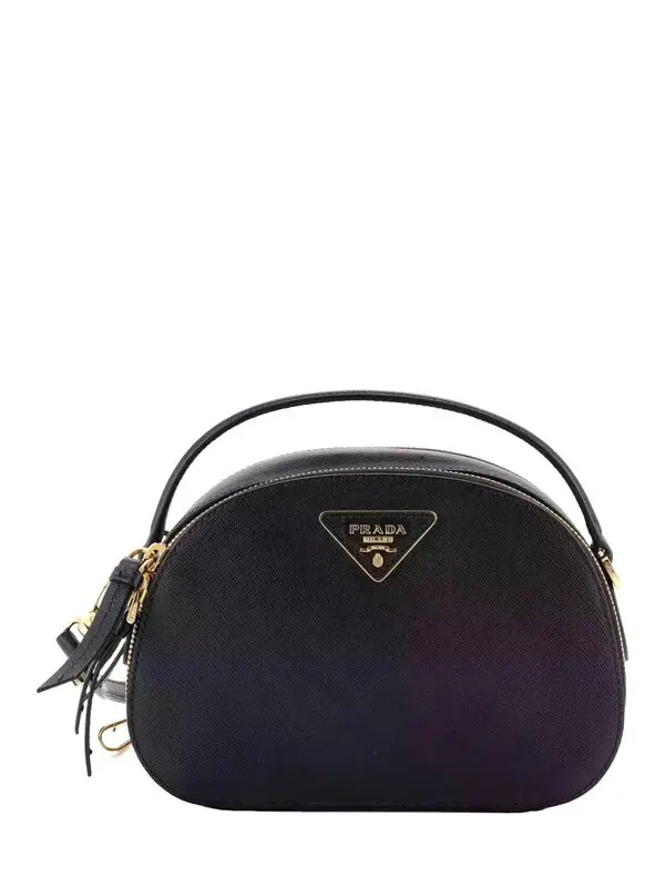 Prada Odette Top Handle Saffiano Leather Shoulder Bag - Black