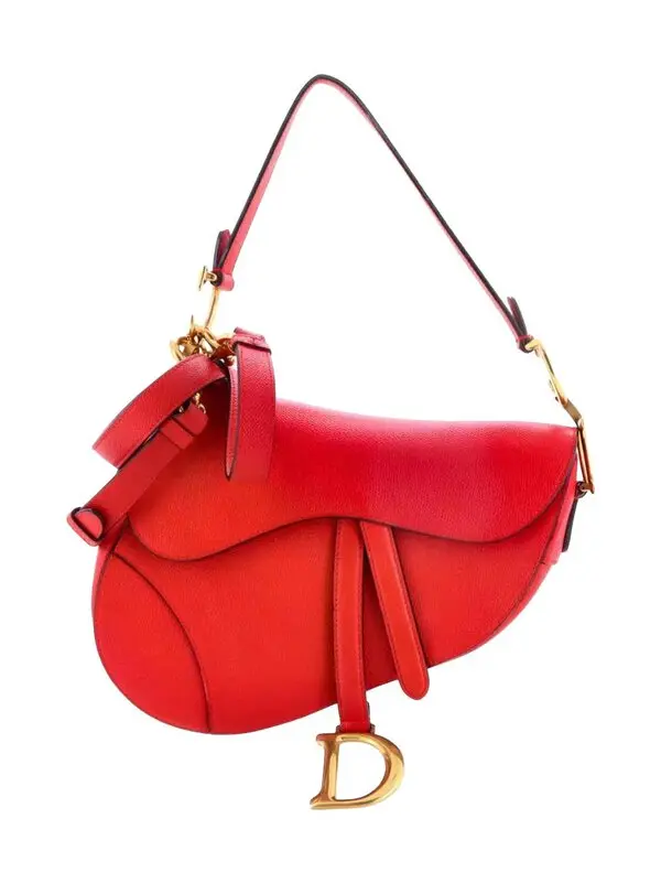 Dior Saddle Handbag With Strap Medium - Red