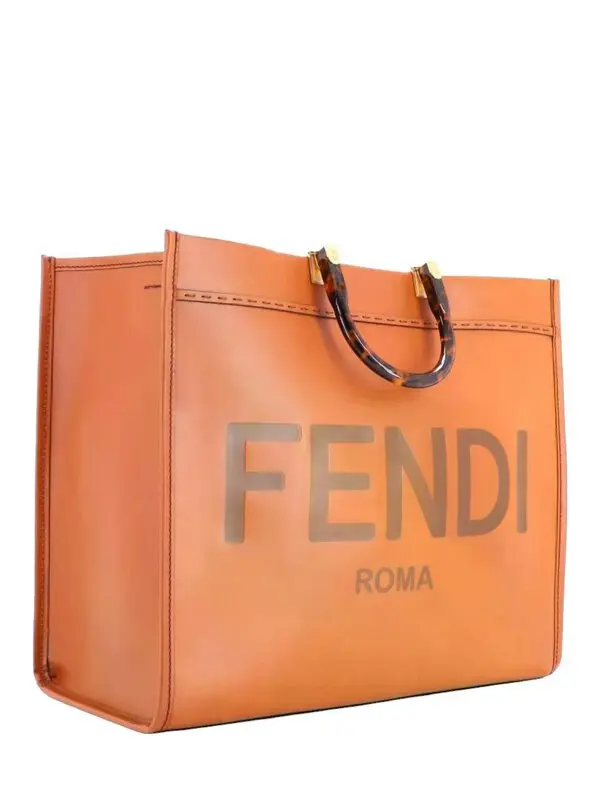 Fendi Sunshine Shopper Leather Large Tote Bag - Brown