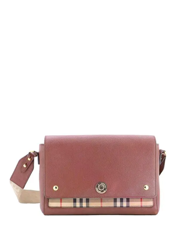 Burberry Leather And Vintage Check Canvas Crossbody Bag - Brown