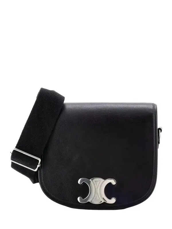 Celine Besace Triomphe Leather Crossbody Bag - Black