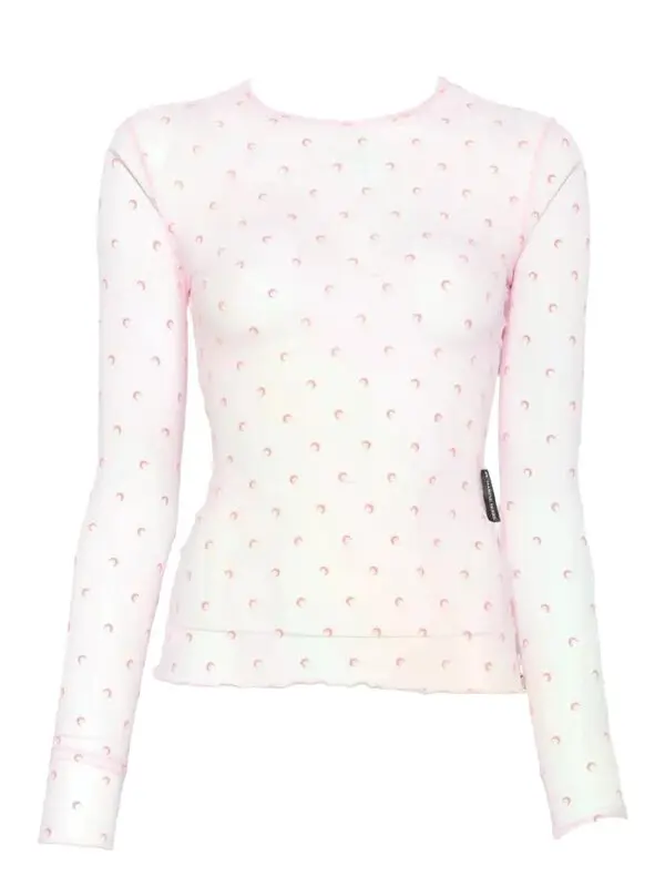 MARINE SERRE Moon-print Long-sleeve T-shirt - Pink
