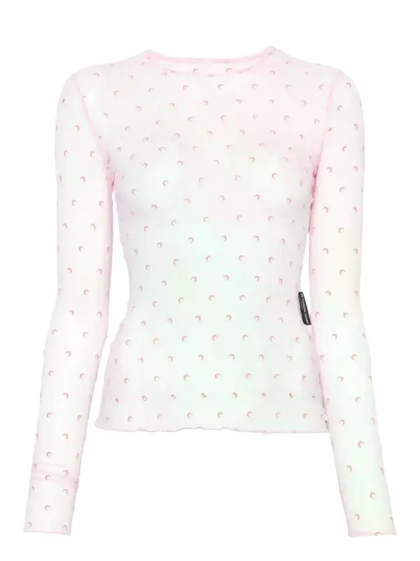 MARINE SERRE Moon-print Long-sleeve T-shirt - Pink