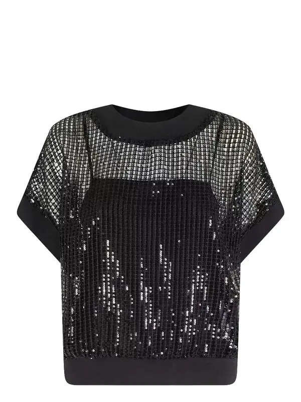 MEIMEIJ Sequin-embellished Mesh Blouse - Black