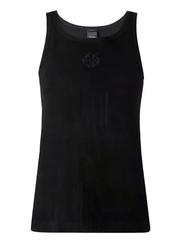 Pinko Ribbed Embroidered Tank Top - Black