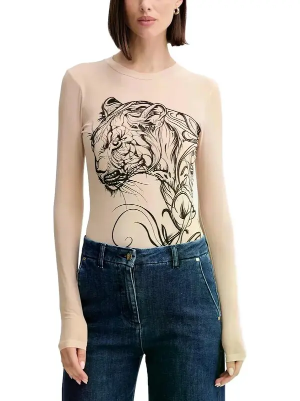 Guess Penelope Bodysuit With Tiger Print - Neutrals