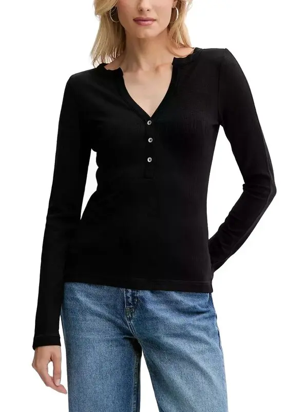 Guess Fine-ribbed T-shirt - Black