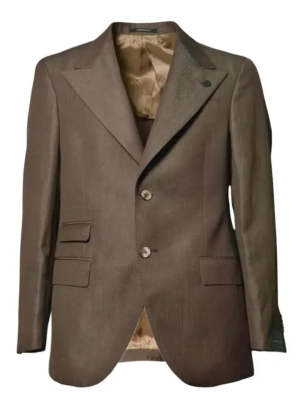 GABRIELE PASINI Peak-lapel Textured Blazer - Brown