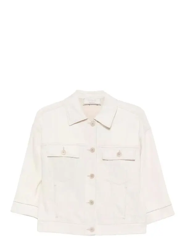 Peserico Contrast-stitched Denim Jacket - Neutrals