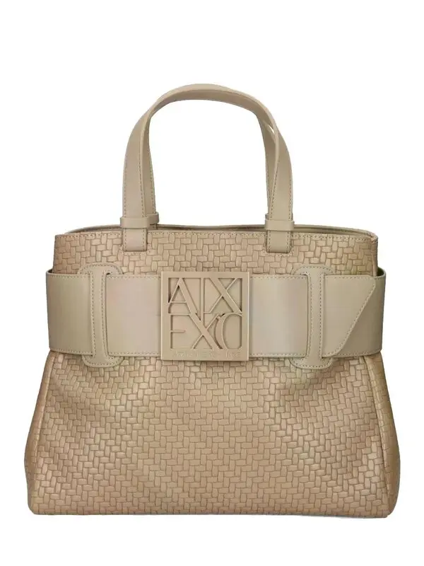 Armani Exchange Woven Logo Tote - Neutrals