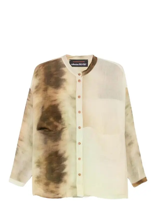 COLLECTION PRIVEE? Argis Tie-dye Band-collar Shirt - Neutrals