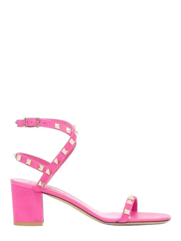 Valentino Garavani Rockstud Suede Sandals With Straps 60mm - Pink