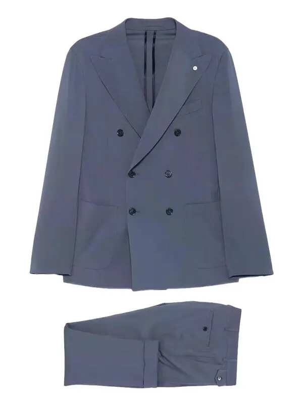 LUIGI BIANCHI MANTOVA Double-breasted Peak-lapel Suit - Blue