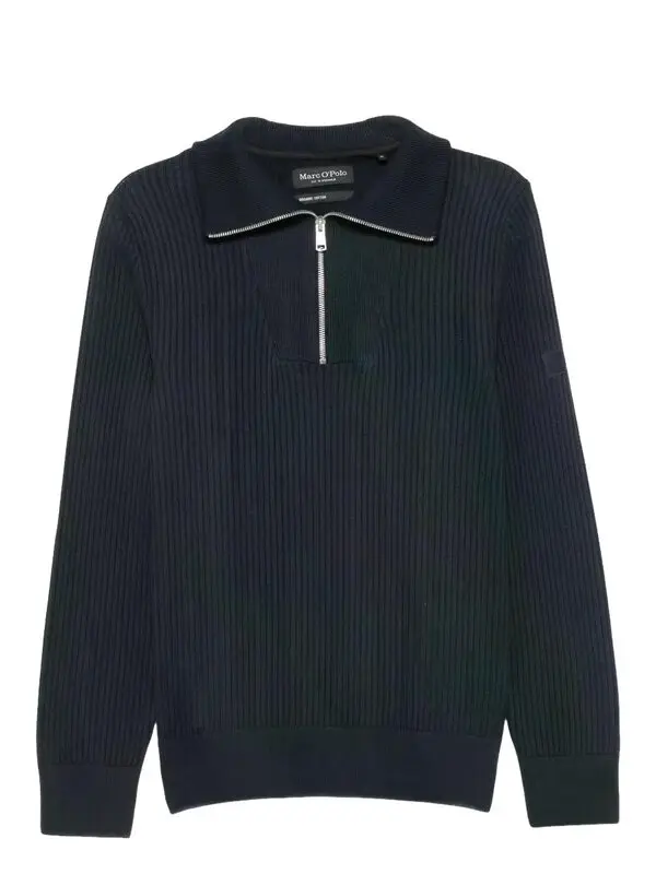 Marc O'polo Half-zip Ribbed Knit Sweater - Blue