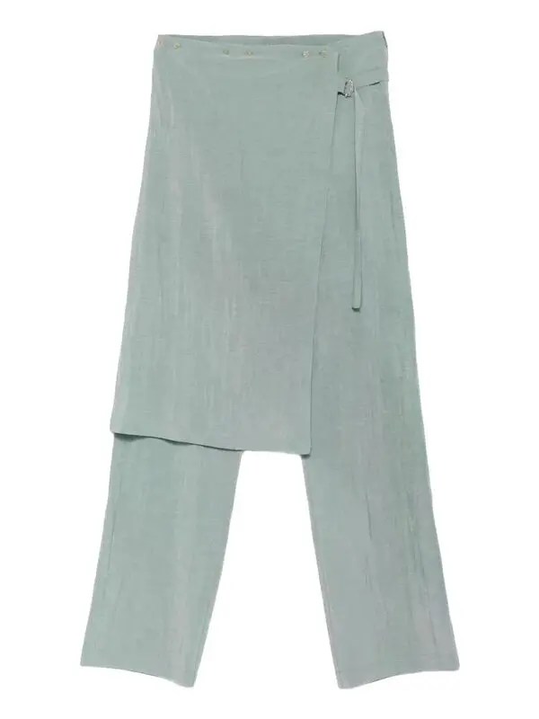 ALYSI Layered Wrap-design Trousers - Grey