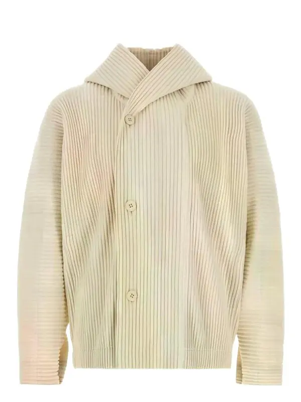 Issey Miyake Pleated Hooded Jacket - Neutrals