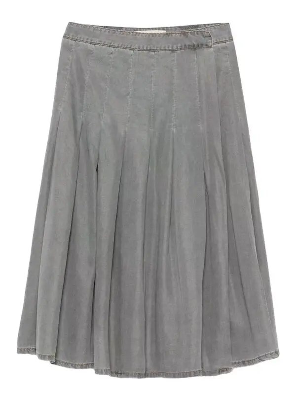 SEMICOUTURE Pleated A-line Mid Skirt - Grey
